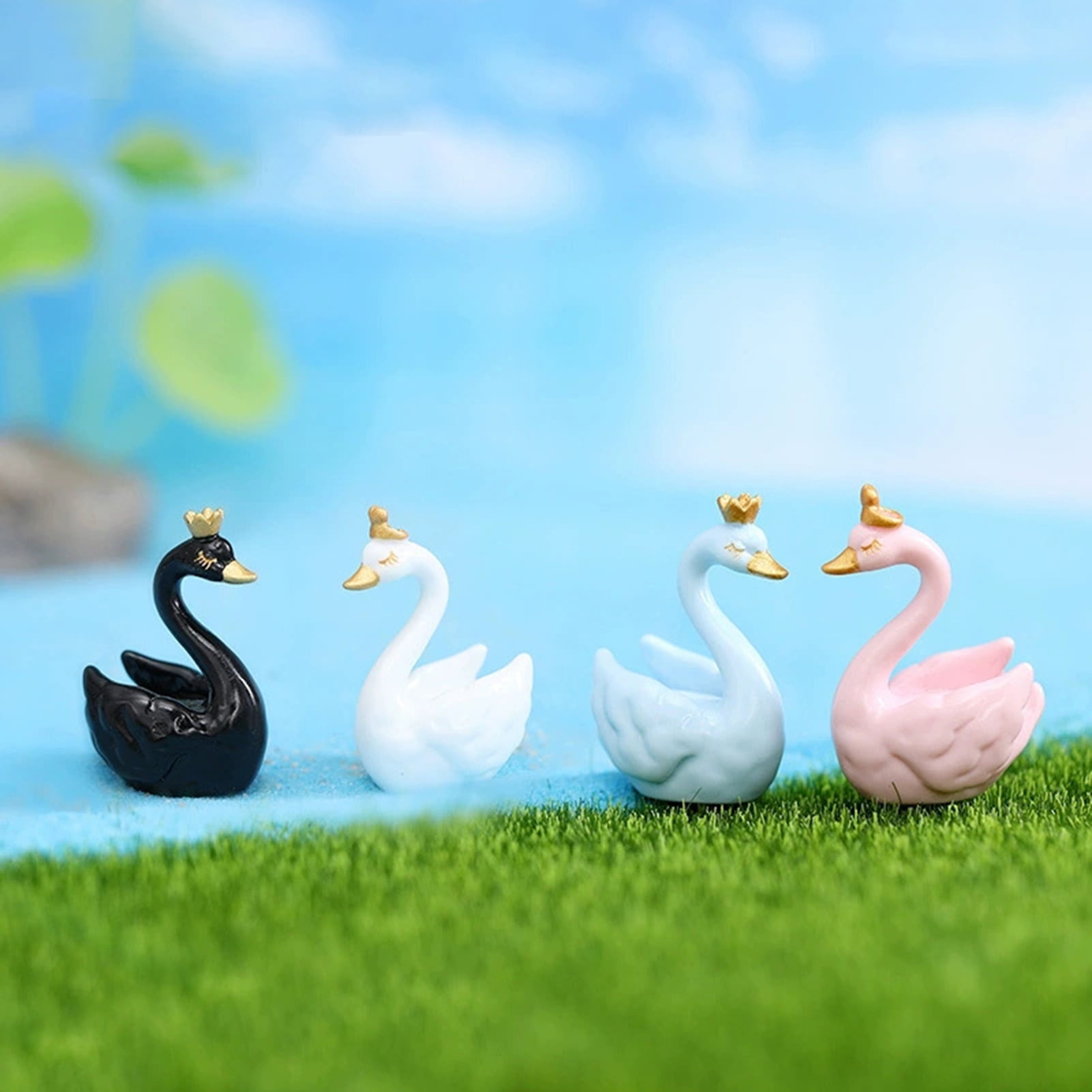 Micro Landscape Swan Ornament - Home Decorate Resin Little Swan ...