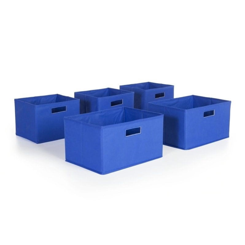 Guidecraft Blue Storage Bins - Set of 5, Foldable Classroom Storage ...