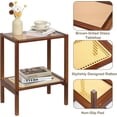 2-Tier Bamboo Side Table, Modern Glasstop Rattan Side Table, Mid ...