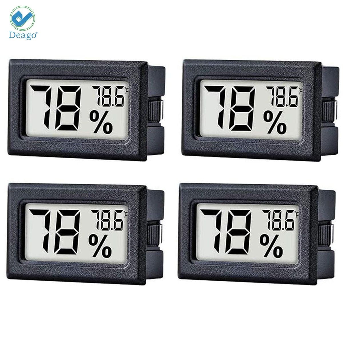Deago 4-Pack Mini LCD Digital Electronic Temperature Humidity Meters ...
