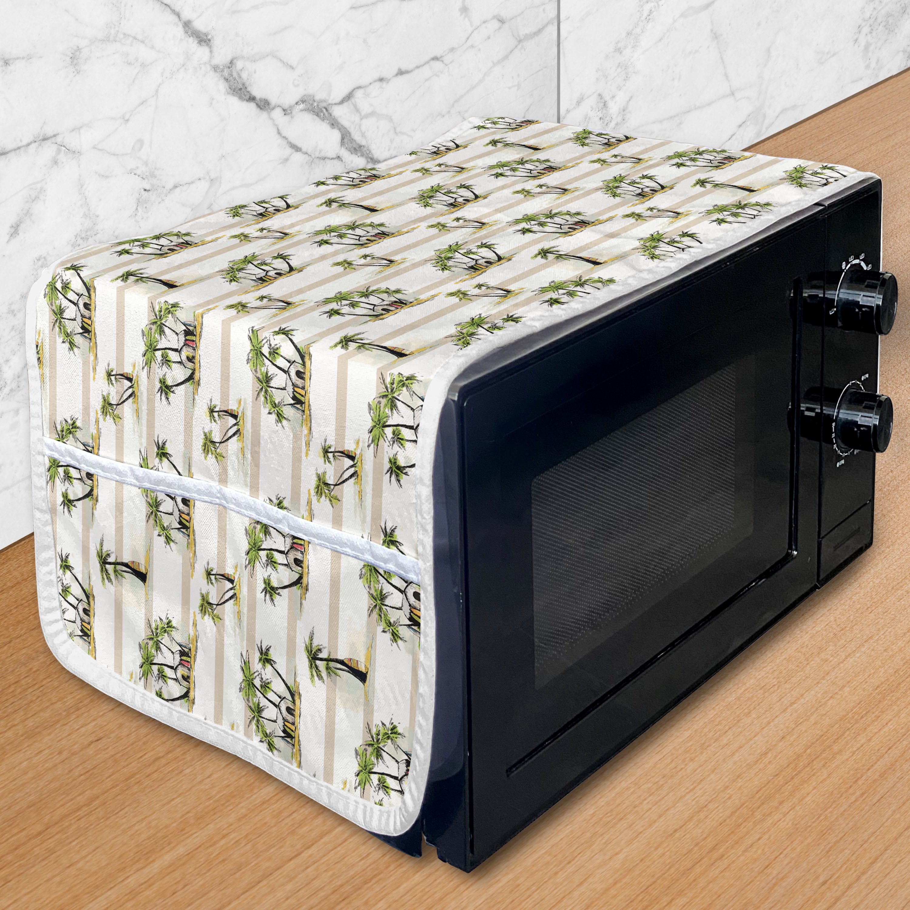 Exotic Microwave Oven Cover, Hand Drawn Tropic House with Watercolor ...
