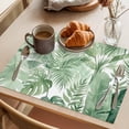 Banana Leaf Cotton Linen Placemats Set of 6, Green Palm Foliage ...