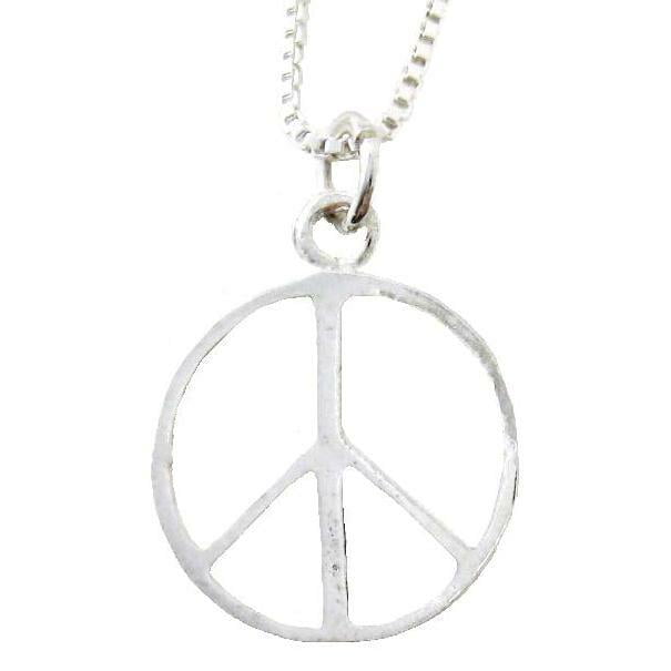 Sterling Silver 7/16 Inch Peace Sign Charm Necklace, 16 Inch - Walmart.com