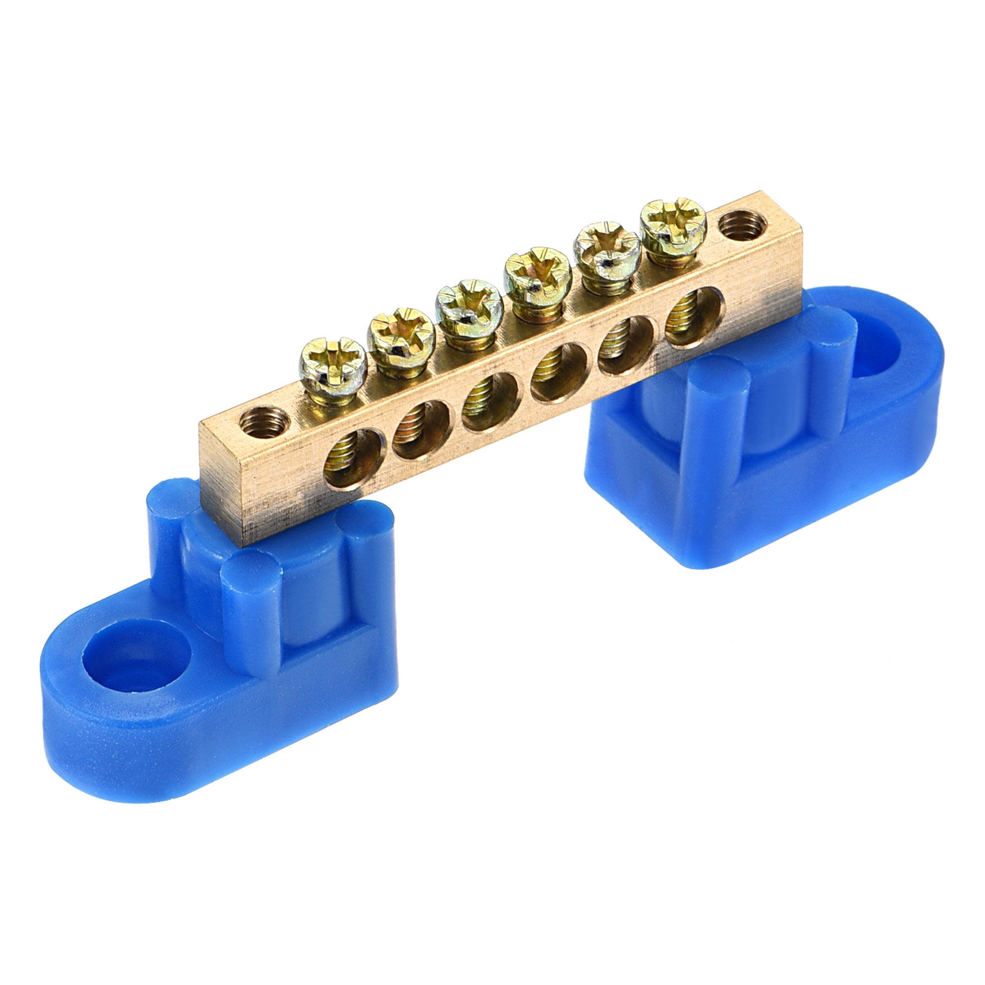 Uxcell Terminal Ground Bar Screw Block Barrier Brass 6 Positions Blue 4 ...