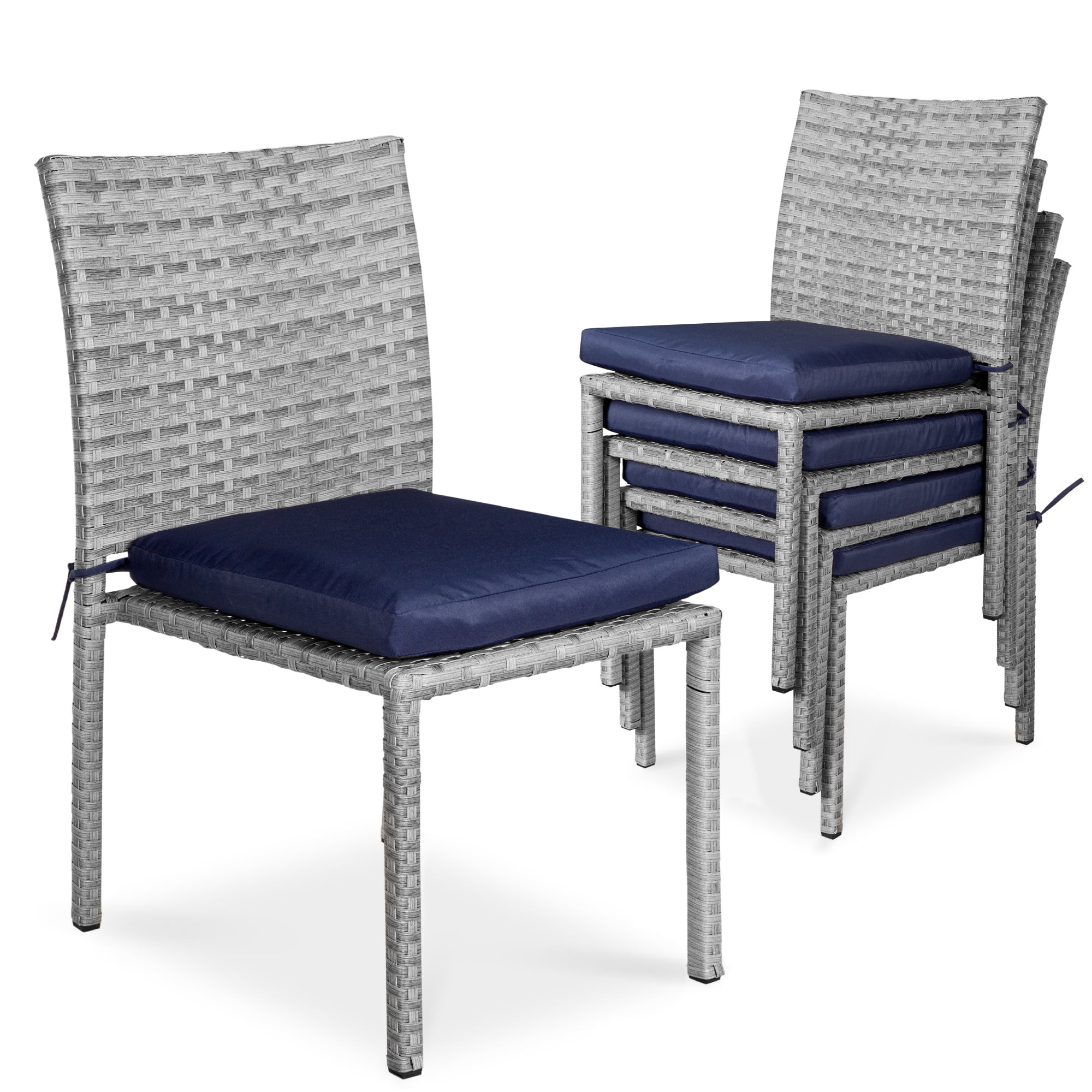 Best Choice Products Set of 4 Stackable Outdoor Patio Wicker Chairs w ...