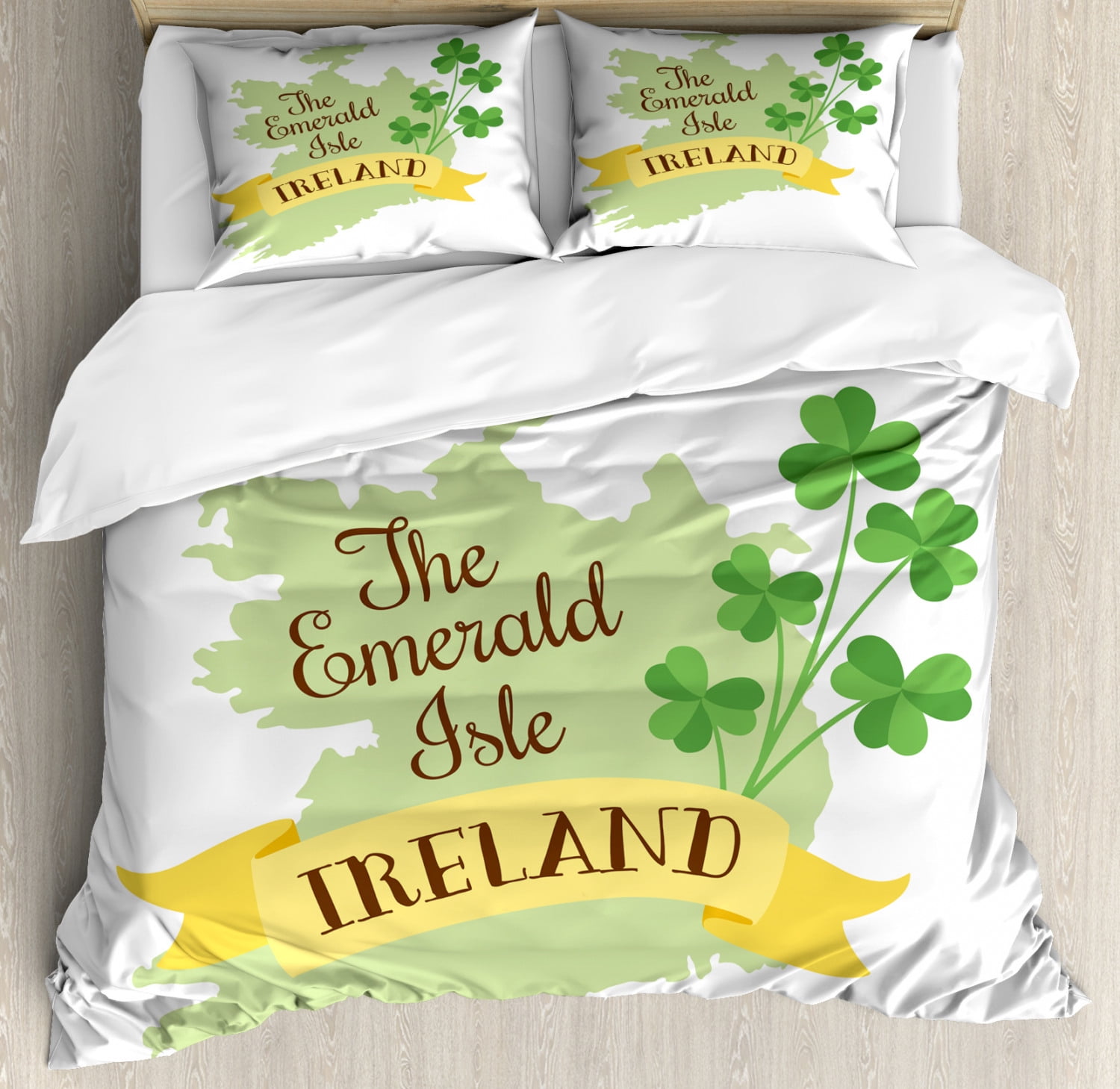 Ireland Map Duvet Cover Set Queen Size, The Emerald Isle Cursive ...