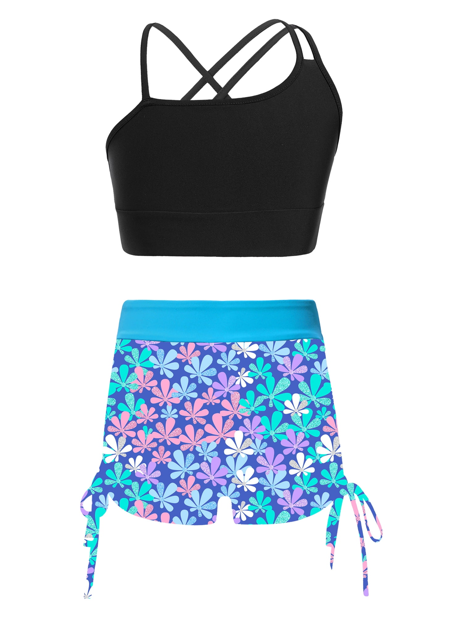 renvena Kids Girls Crop Tops and Shorts Set 2 Pieces Tankini Swimsuit 6 ...