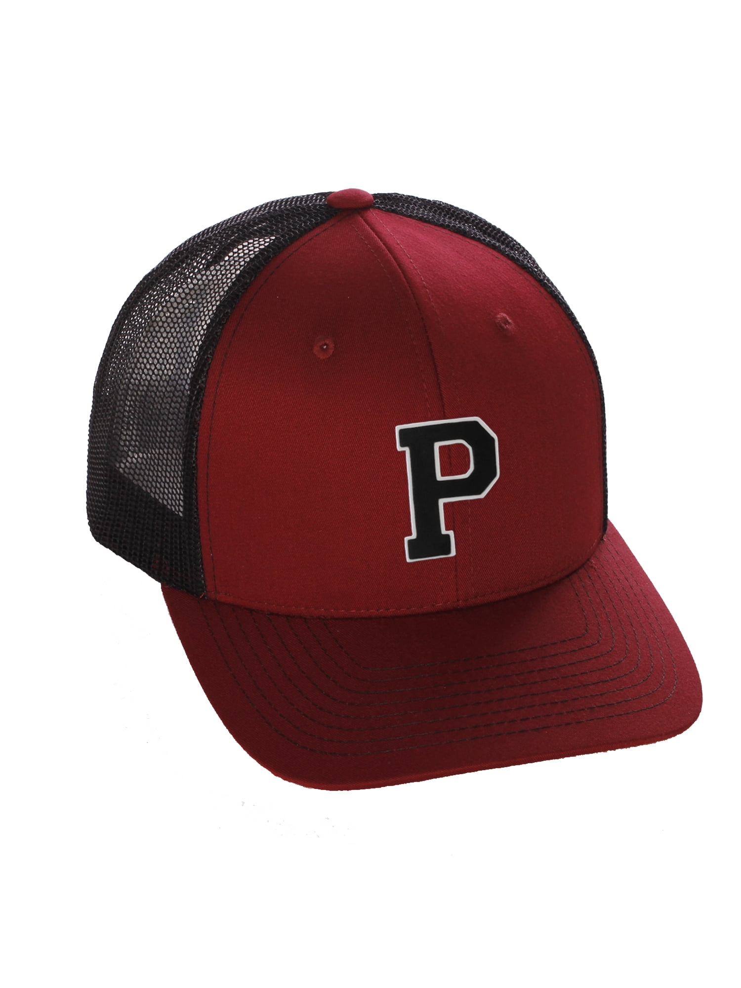 Structured Trucker Mesh Hat Custom Colors Letter P Initial Baseball Mid ...