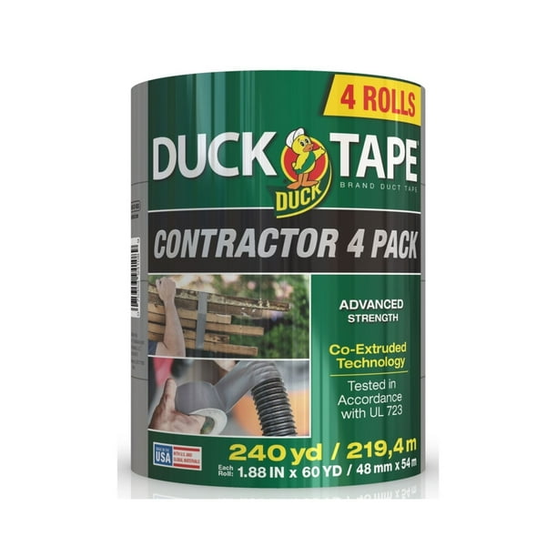 Duck Tape Contractor Grade Duct Tape, Silver, 4 Pack, 1.88 in. x 60 yd ...