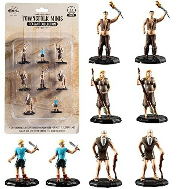 Monster Townsfolk Mini Fantasy Figures - 8pc Hand-Painted Peasant Non ...