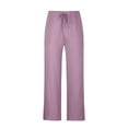 Mens Comfy Cotton Linen Pants Drawstring Elastic Waist Lightweight