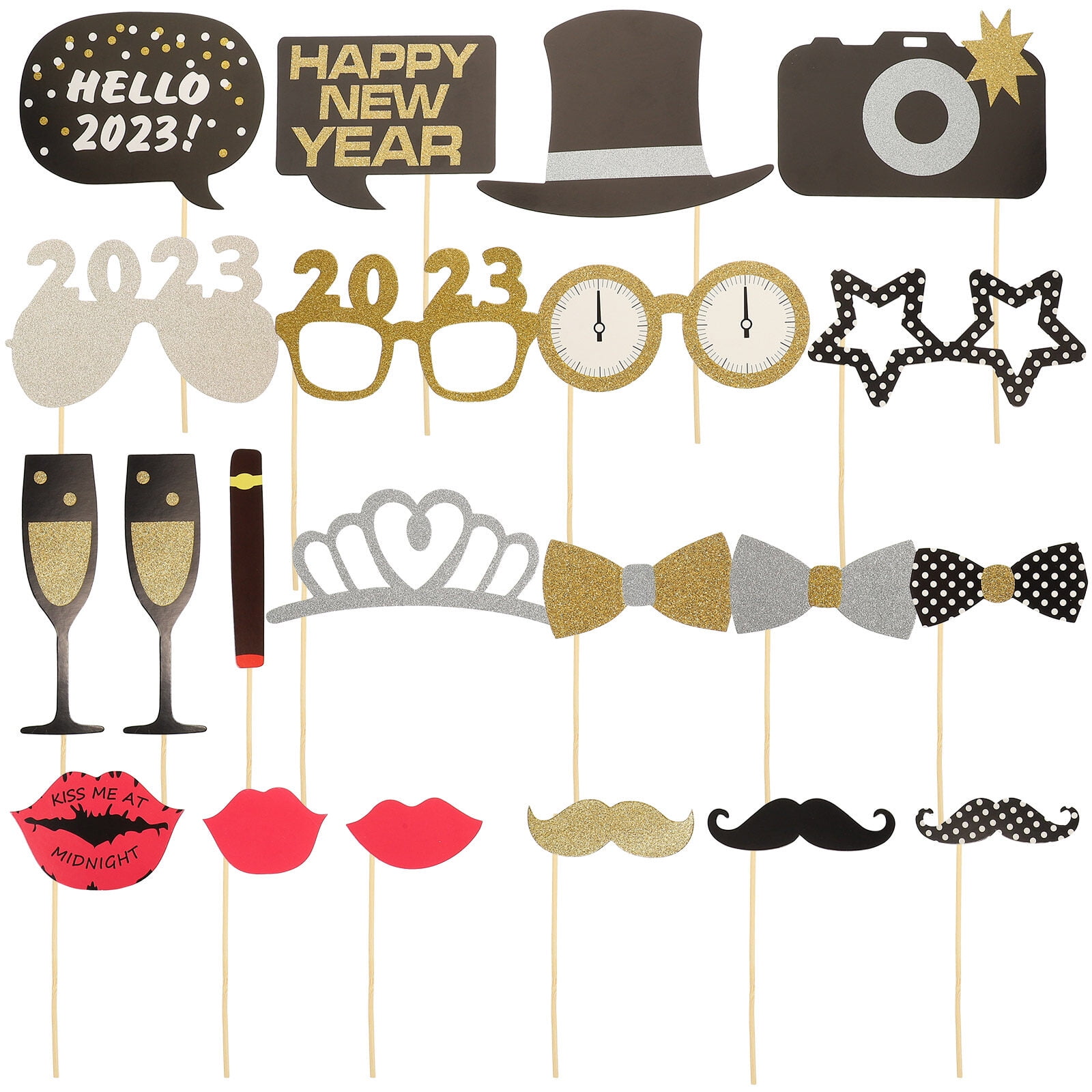 1 Set New Year Photo Props Photo Booth Props 2023 New Year Eve Party ...