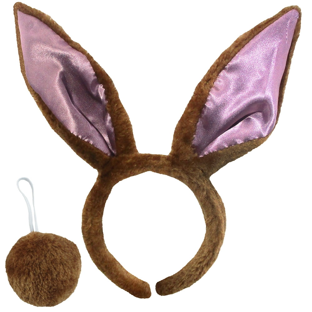 Costume Accessory Set Bunny Rabbit Ears And Tail, Brown, One Size ...
