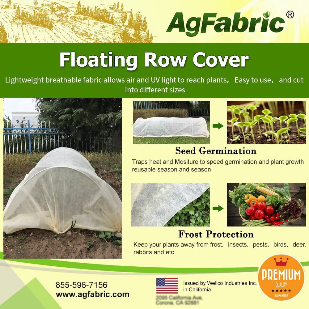 Agfabric Floating Row Cover Plant Blanket - 0.9oz 10x25ft for Frost ...
