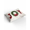 Christmas Garland Queen Size Comforter Set, Joy Red Bow Beige Wood ...