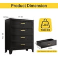 43.11" Tall Metal Dresser for Bedroom, 4 Drawer Black Dresser Chest ...