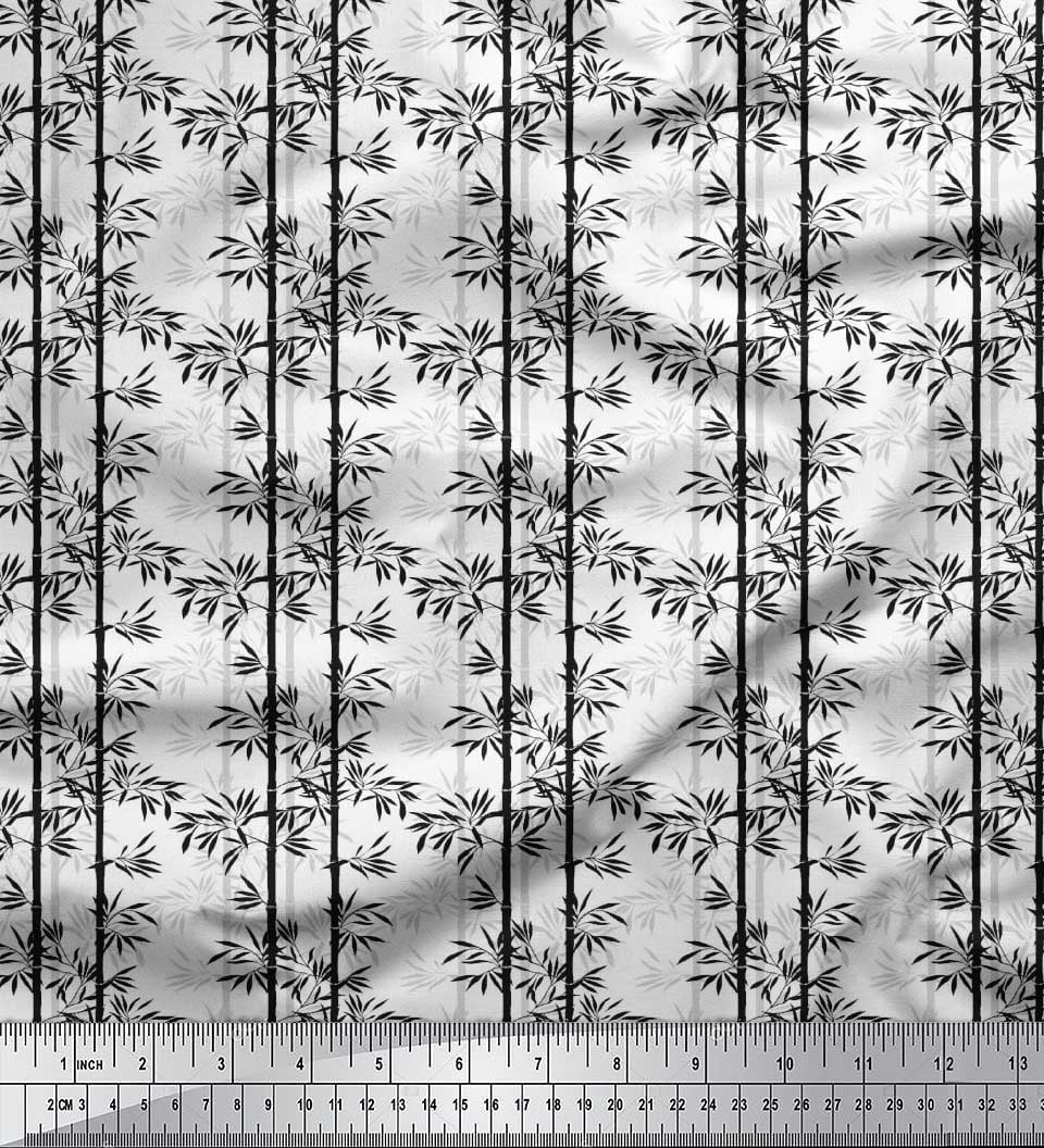 Soimoi Crepe Silk Fabric Bamboo Tree Print Fabric by The Yard 42 Inch ...