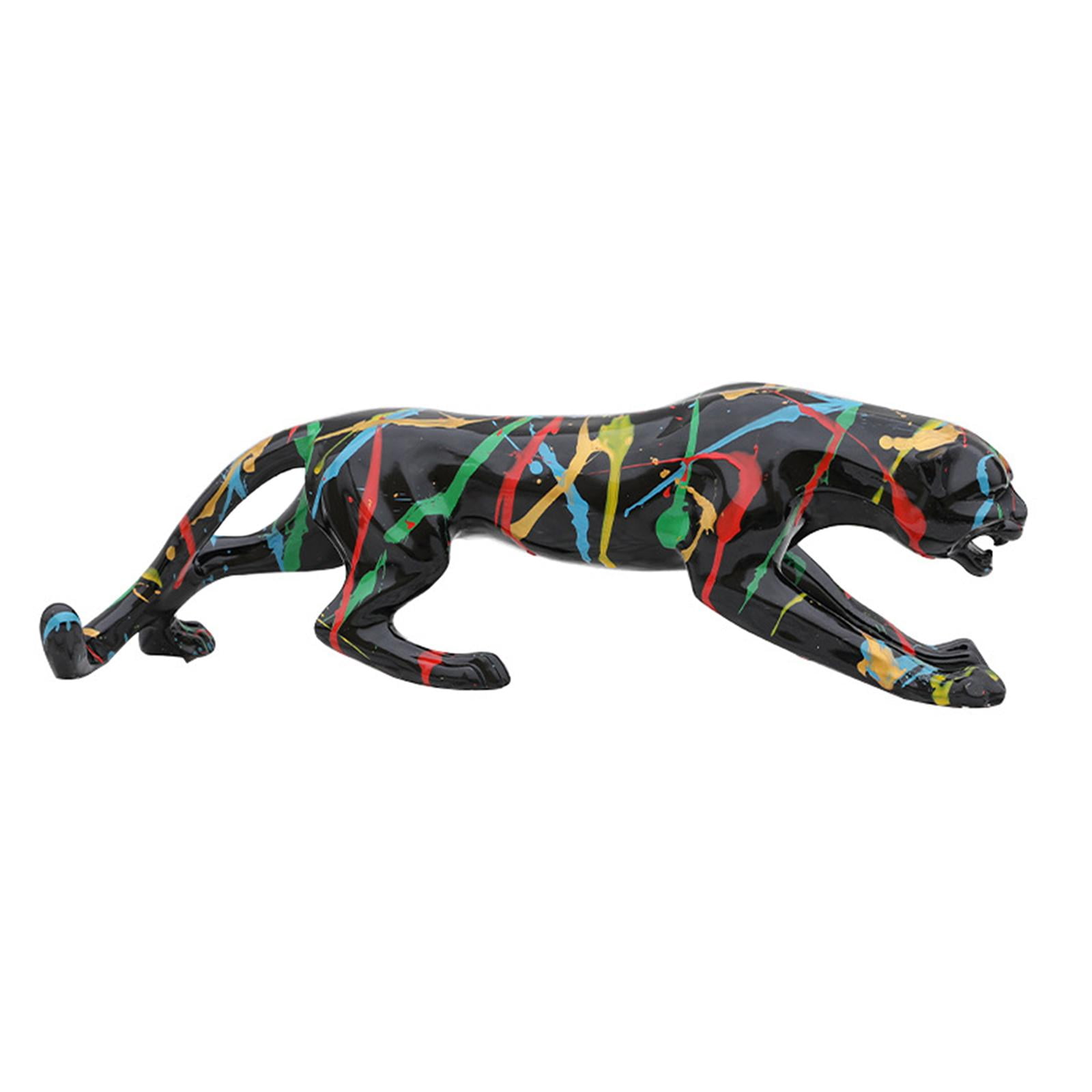 Resin Hand Painted Animal Sculpture Leopard Figurine Crawling Statue ...