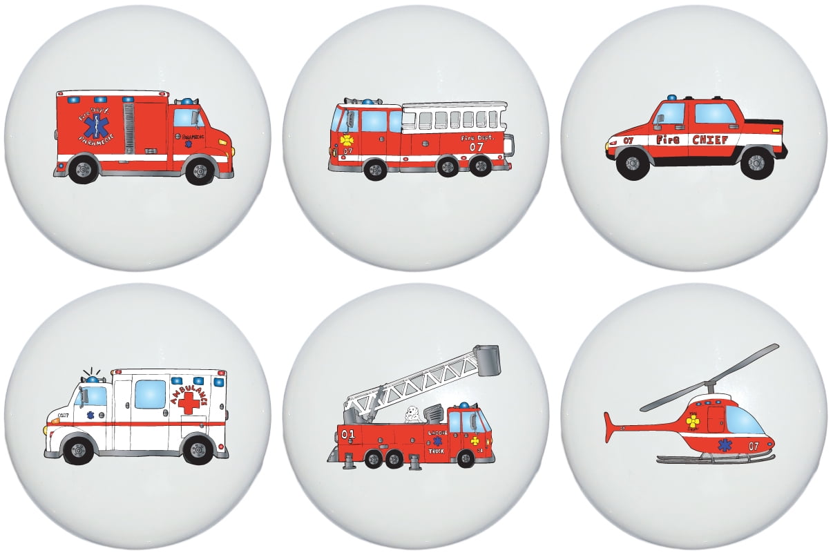 Presto Chango Decor Fire Trucks Drawer Knob Appliance Pull Firetruck Decor (Set of 6) - Walmart.com