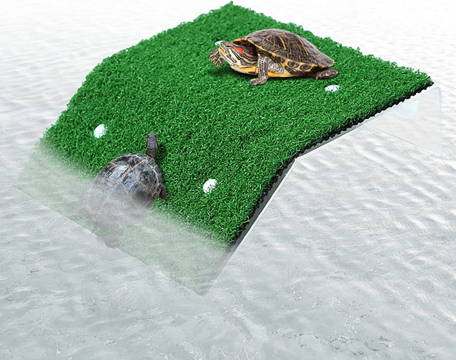 Turtle Platform Plastic Basking Turtle Floating with Lawn Climbing Dock ...