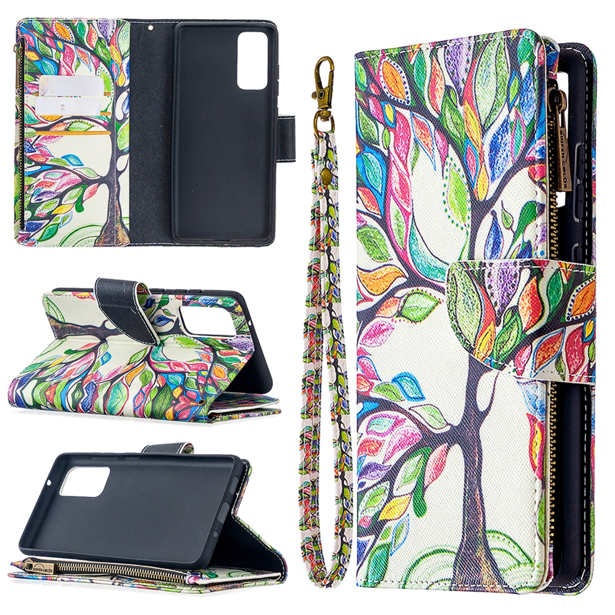Samsung Galaxy S20 FE 5G Case with Zipper Wallet, Dteck Painted PU Leather Folio Case 9 Card ...