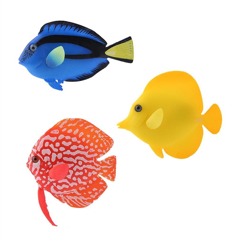 Artificial Silicone Fishes for Aquarium, Realistic Floating Fake Fishes ...