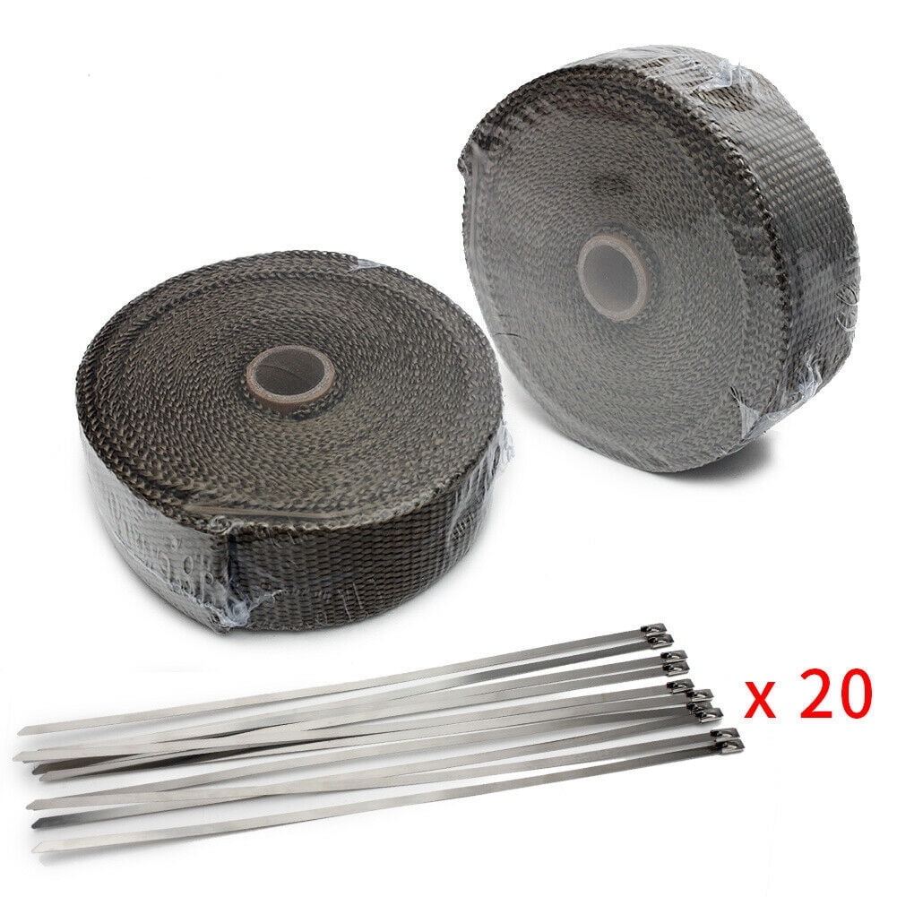 2 Rolls 2" 50Ft Lava Titanium Basalt Exhaust Wrap Header Pipe Heat Wrap ...