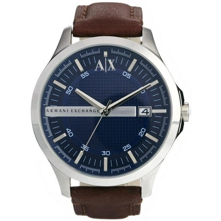Armani Exchange Quartz Blue Dial Brown Leather Strap Ax2133 Men's Watch ...