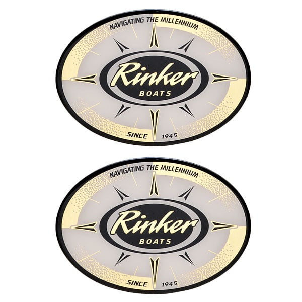 Rinker Boat Raised Decals | Gold / Black / White 6 x 4 1/4 Inch 2PC ...