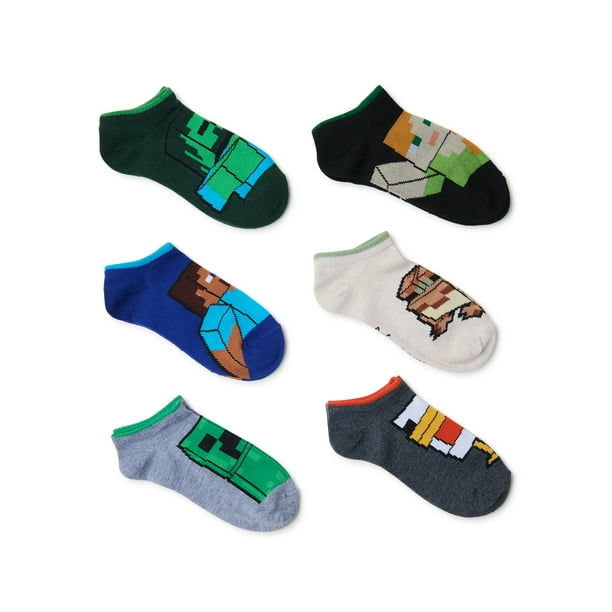 Minecraft Boys No Show Socks, 6-Pack, Sizes S-L - Walmart.com