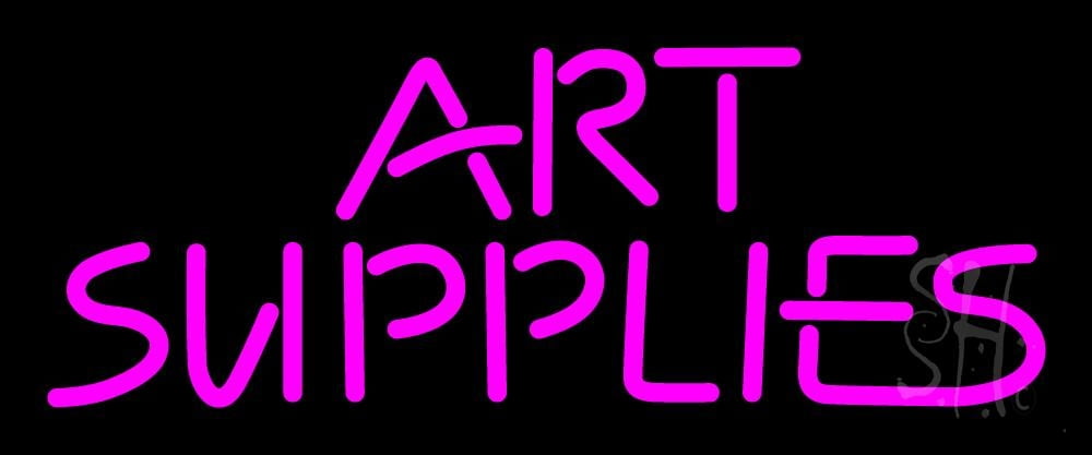 Pink Art Supplies Block 1 LED Neon Sign 6 x 15 - inches, Black Square ...