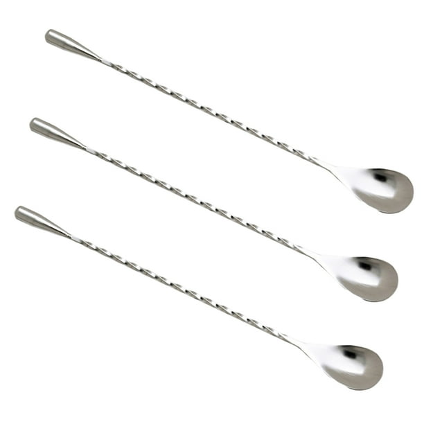 3PCS Stainless Steel Cocktail Mixing Spoon Spiral Bar Long Handle ...