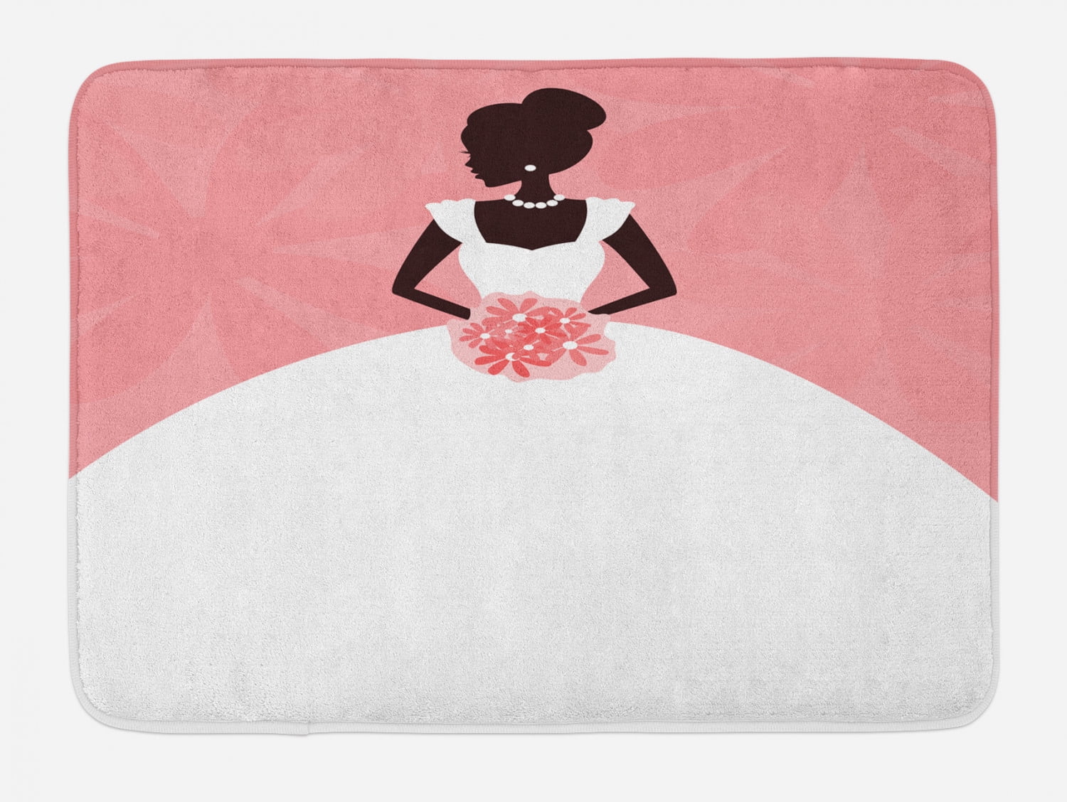 Bridal Shower Bath Mat, Wedding Dress with Flowers Abstract Backdrop ...