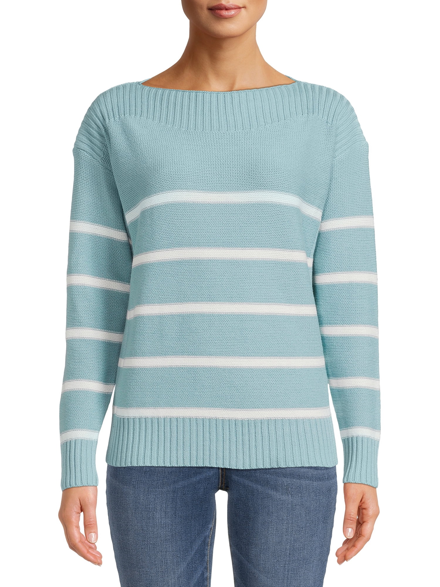 Time and Tru Women's Boat Neck Sweater - Walmart.com