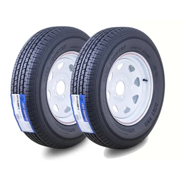 FREE COUNTRY Trailer Tire Wheel Assembly ST225/75R15 10-Ply E 117M 6 ...