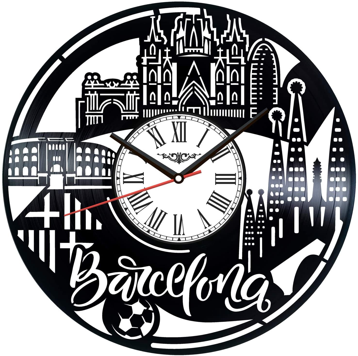 Barcelona Vinyl Record Wall Clock Retro style Wall clock Silent Home ...