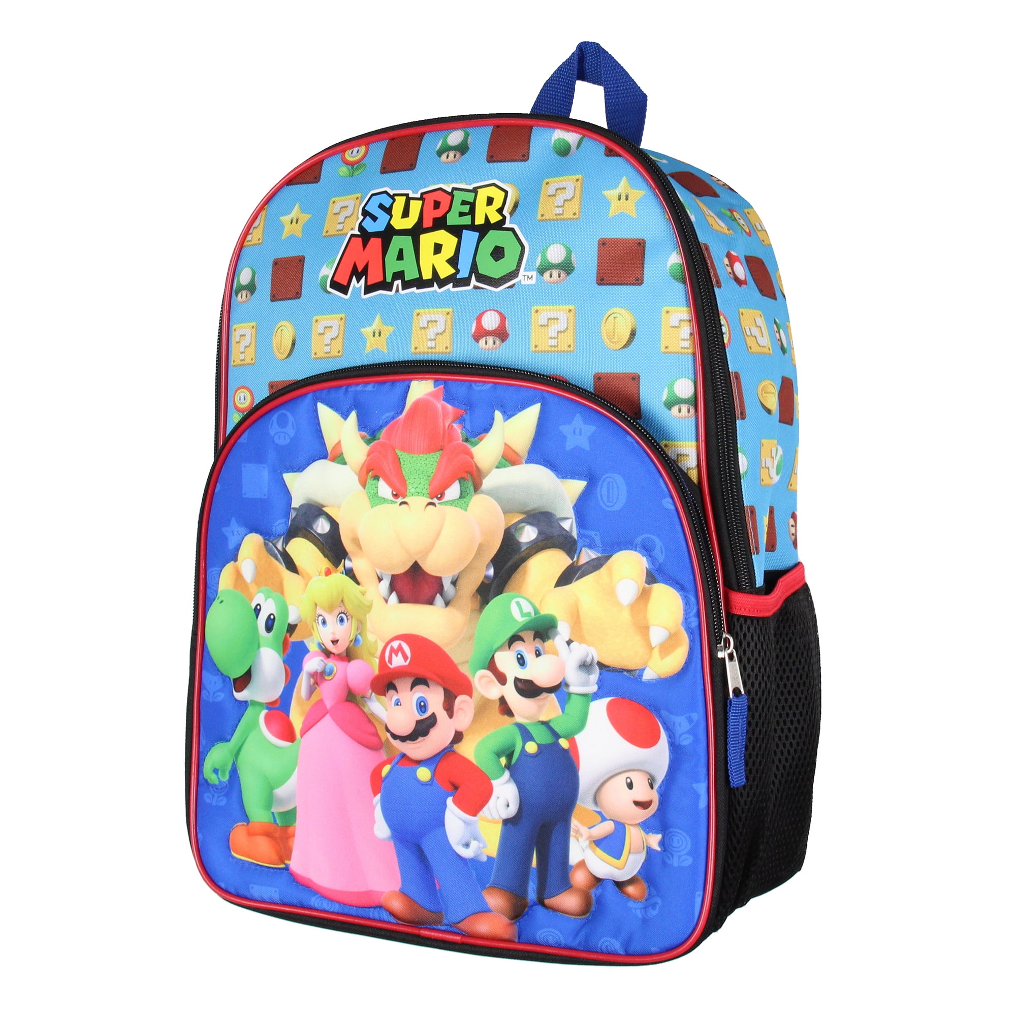Super Mario Bowser Luigi Princess Peach 16" Kids Bag School Travel ...