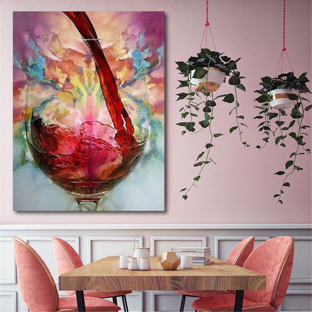 Abstract Red Wine Glass Oil Painting Canvas Print Wall Art Picture ...