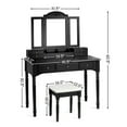 Gymax 7 Drawers Vanity Set Dressing Table w/ Tri-Folding Mirror Black ...