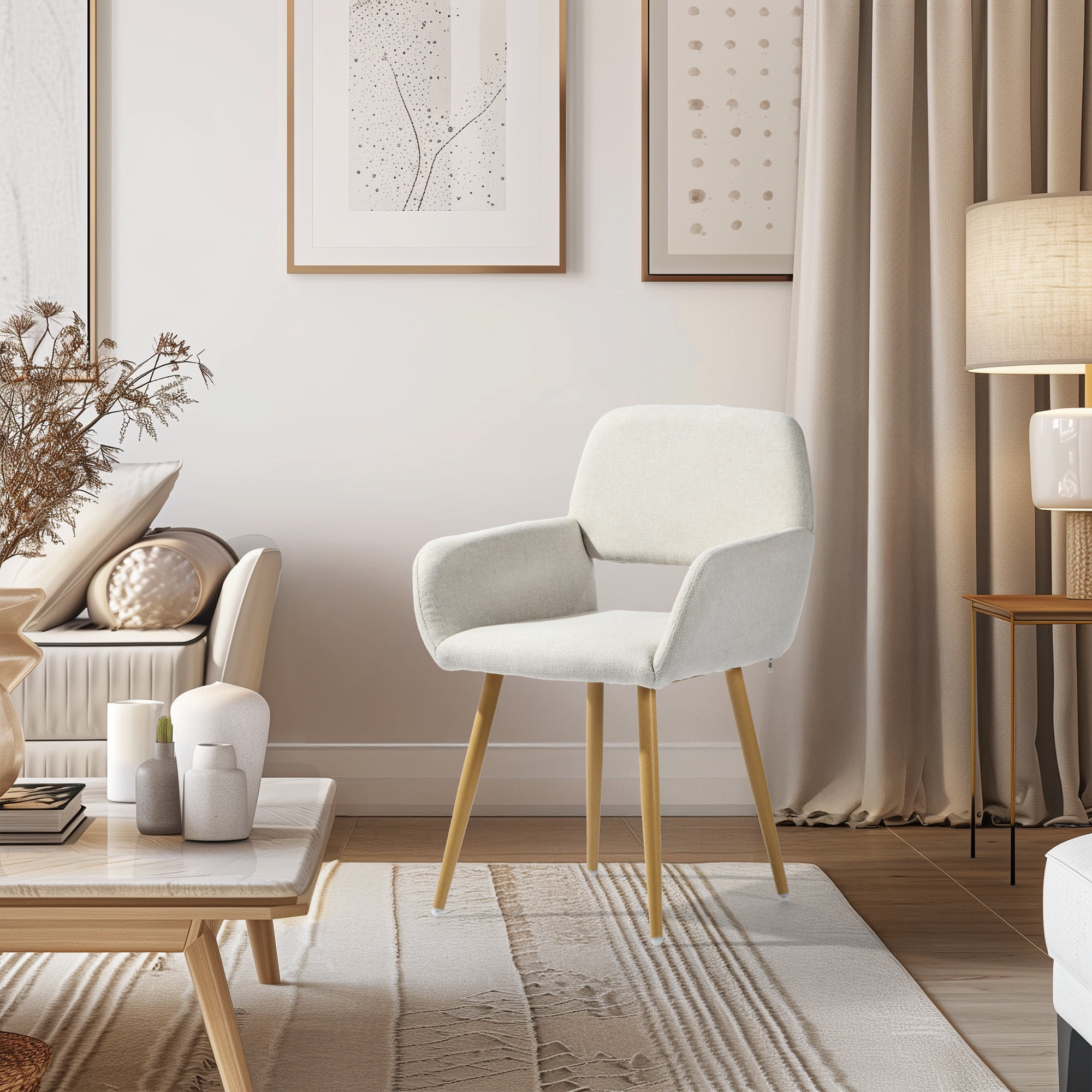 Click here for Homy Casa Set Of 2 Fabric Dining Chairs With Armre... prices