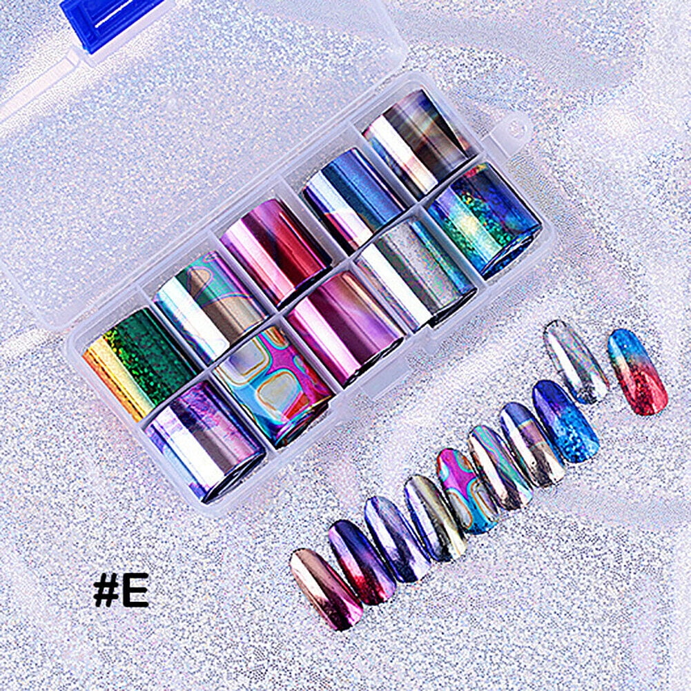10 Holographic Nail Foils Starry Sky Glitter Foils Nail Art Transfer ...