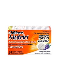Children's Motrin Dye-Free Ibuprofen Kids Chewable Tablets, Grape, 24 ...