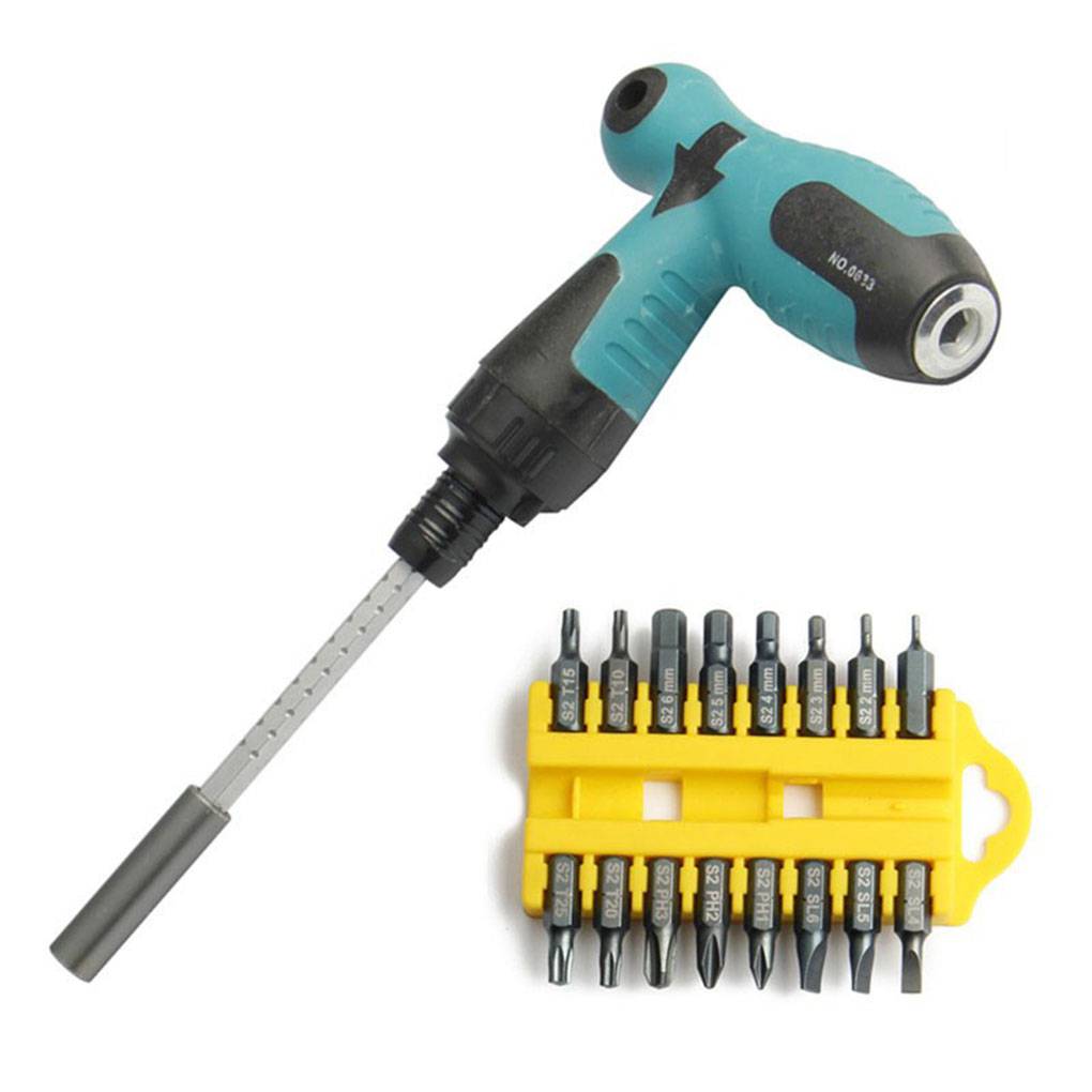 17PCS/Set Ratchet Screwdriver Set T Type Wrench S2 Bit Multifunction ...