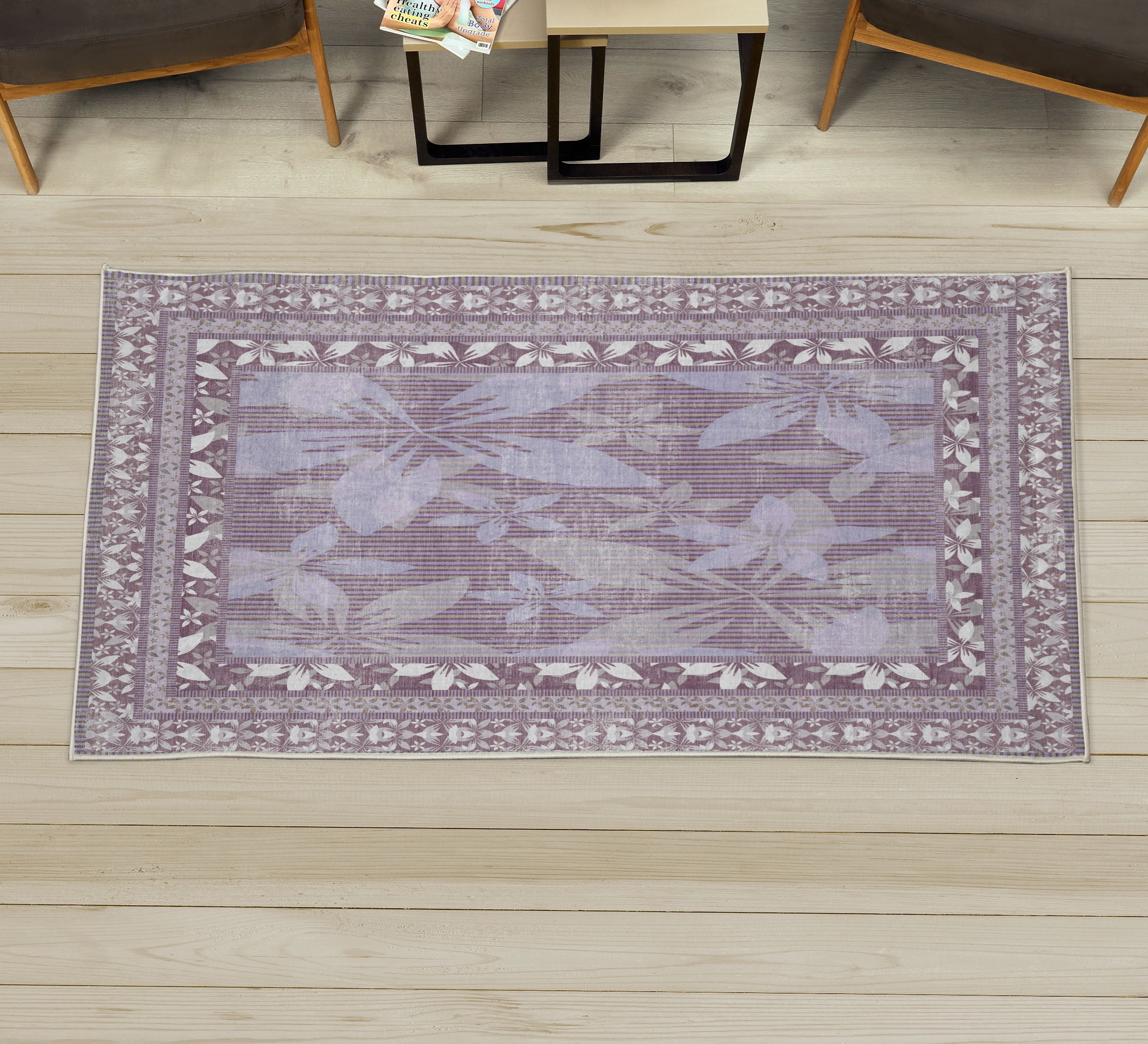 Flowers Decorative Rug, Soft Colors Exotic Petals of Blush Tones ...