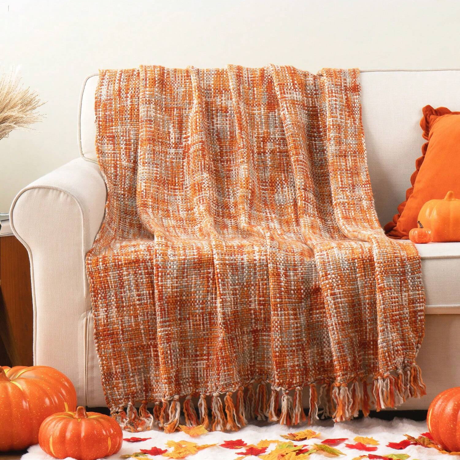 Click here for Battilo Home Battilo Orange Throw Blanket For Couc... prices