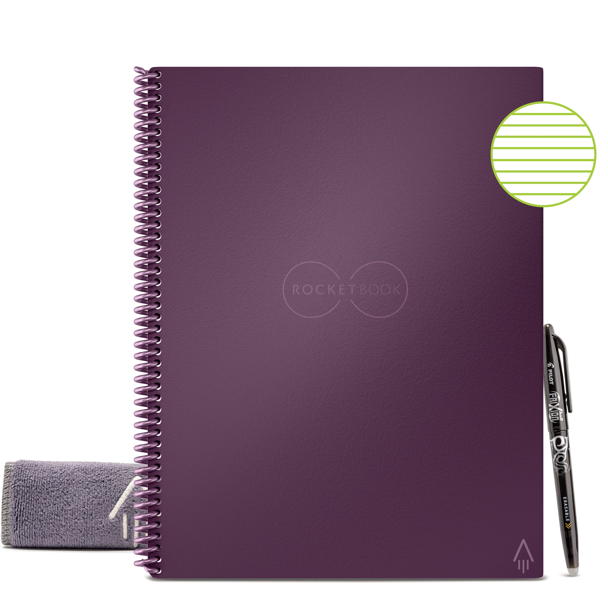 Rocketbook Core Digital Reusable Spiral Notebook, Plum, Letter Size Eco ...
