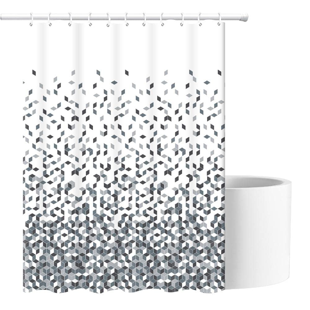 Jupa Place Polyester Fabric Bohemian Gray Geometric Shower Curtains
