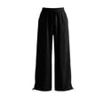 Lmueinov Women's 100% Cotton Jogger Pants Elastic High Waist Adjustable ...