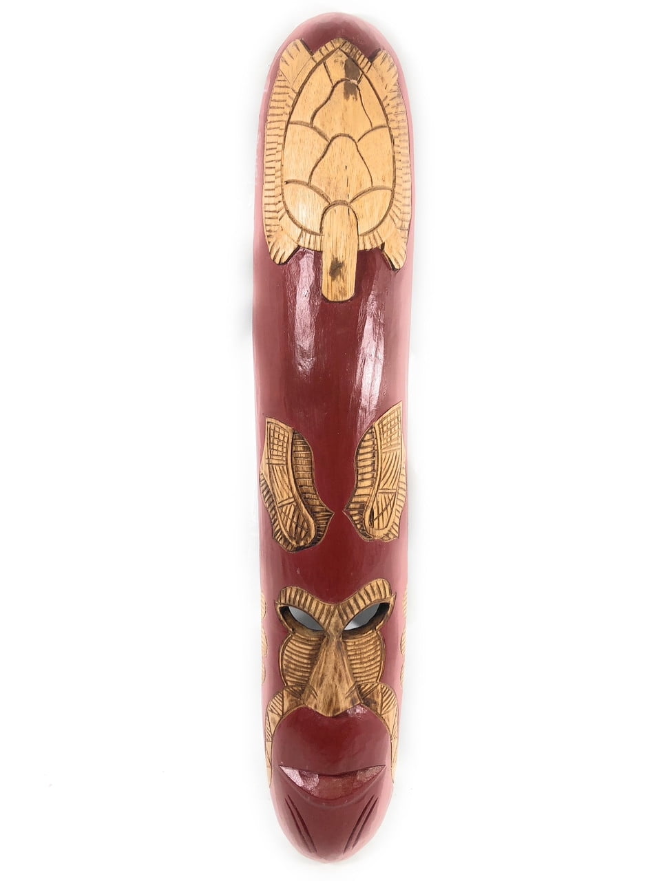 Fijian Tiki Mask w/ Carved Turtle - 40" Ocean - Wall Decor | # ...