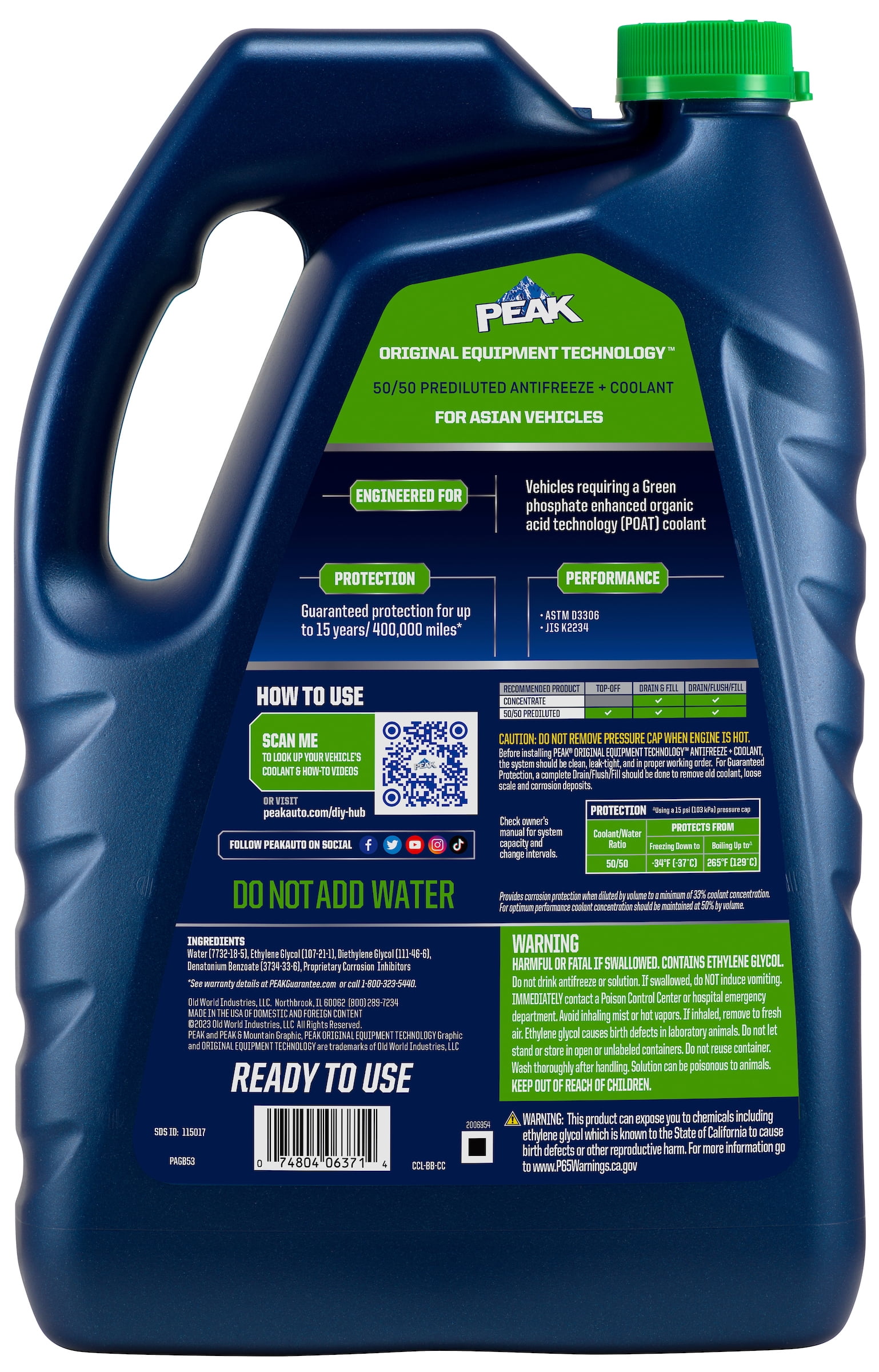 PEAK OET Antifreeze + Coolant 50/50 Prediluted for Nepal | Ubuy